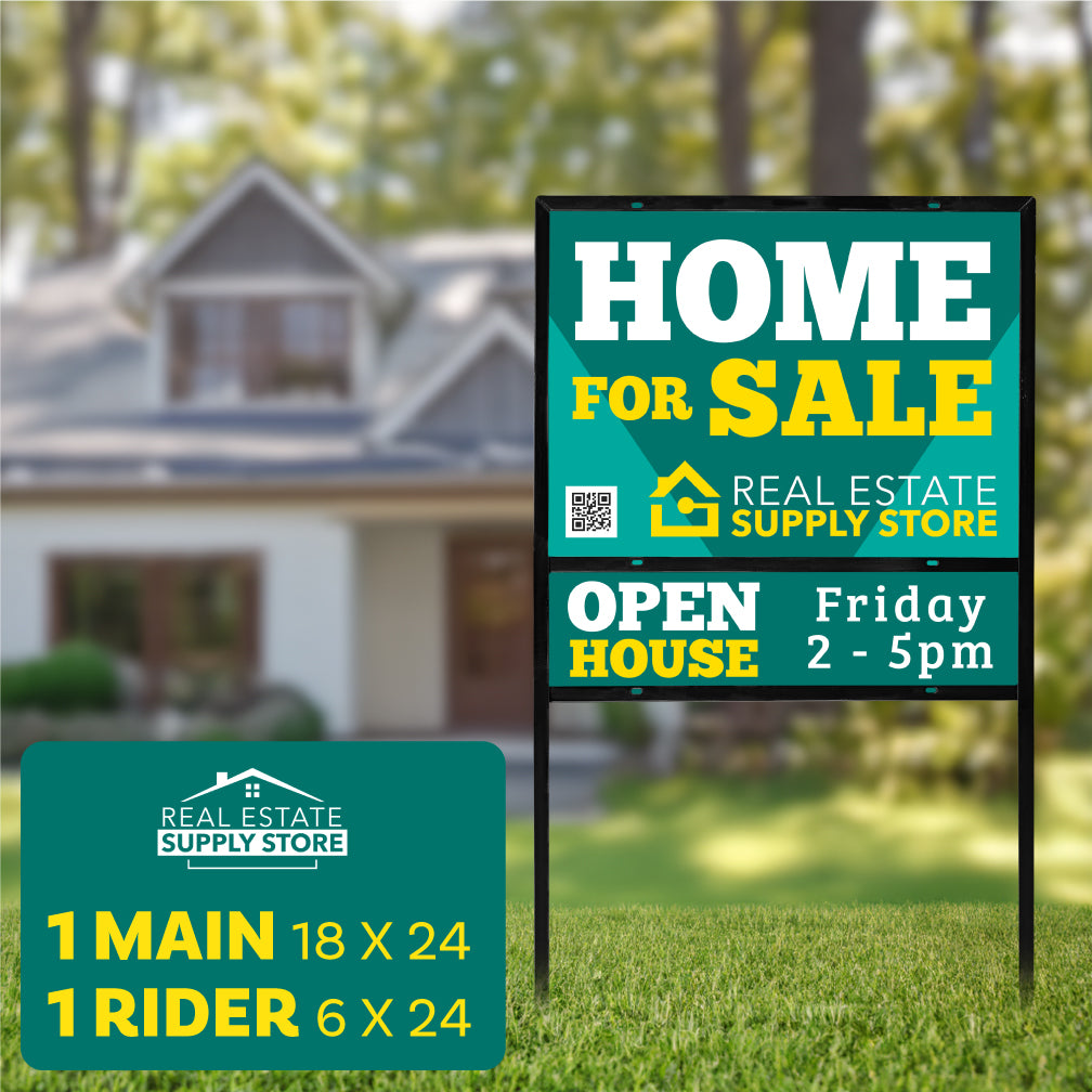 Yard Sign Frame - 2 Pack, 18" x 24" with 6" x 24" Sign Rider, Heavy Du ...